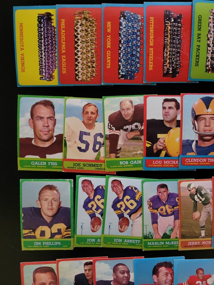 1963 Topps Football Card Lot - 40 Great Vintage FB Cards - Team Cards ...