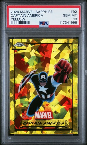 2024 TOPPS CHROME MARVEL SAPPHIRE EDITION YELLOW CAPTAIN AMERICA 49/75 ...