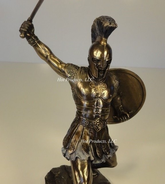 Hector Unleashed w/ Sword & Shield Bronze Finish Statue Sculpture ...