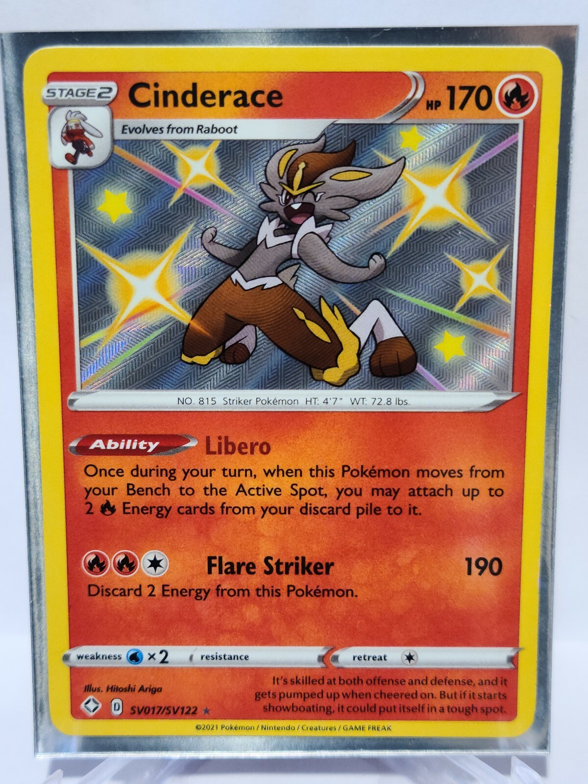 Cinderace SHINY SV017/SV122 Shining Fates NM Holo Foil Rare Pokemon ...