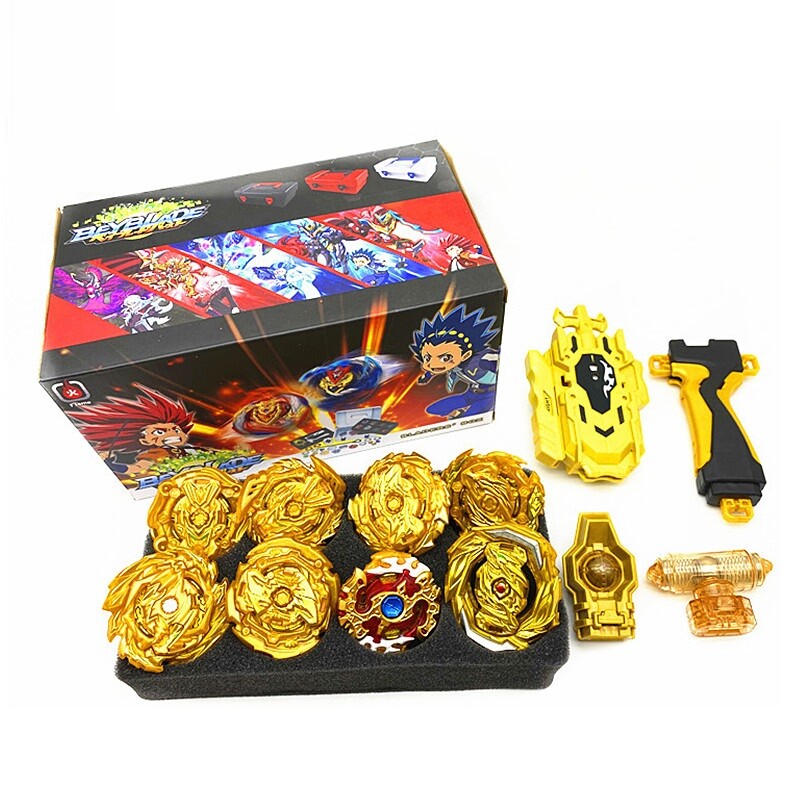 Golden Beyblade 8pcs Set Gyro Burst With Launcher Portable Storage Gift ...