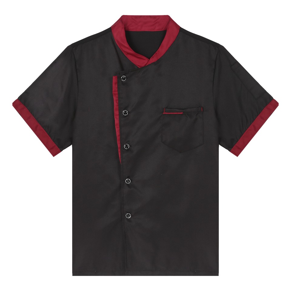 Men's Chef Coat Uniform Short Sleeve Cook Jacket Restaurant Kitchen ...