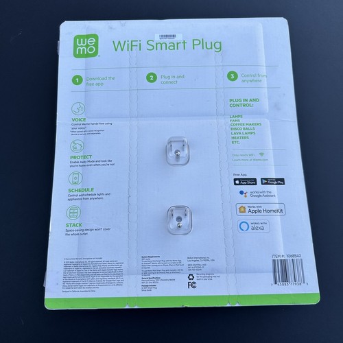 WeMo F7C063 WiFi Smart Plug with Alexa, Google Assistant and Apple ...