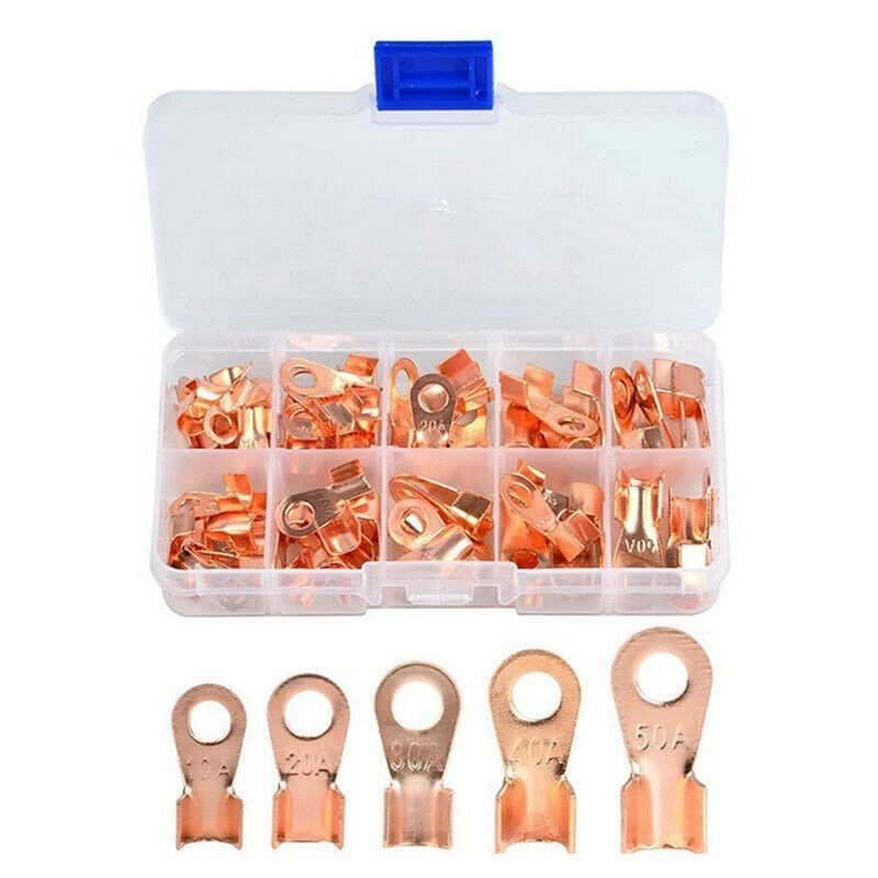 70X Cable Lug Copper Battery Terminals Connector Kit Welding Ring Crimp ...