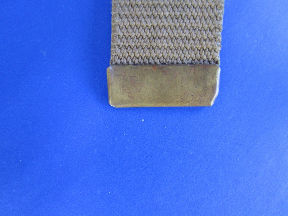 WWII WW2 Era US Army Light OD Web Trouser Belt & Combat Friction Buckle ...