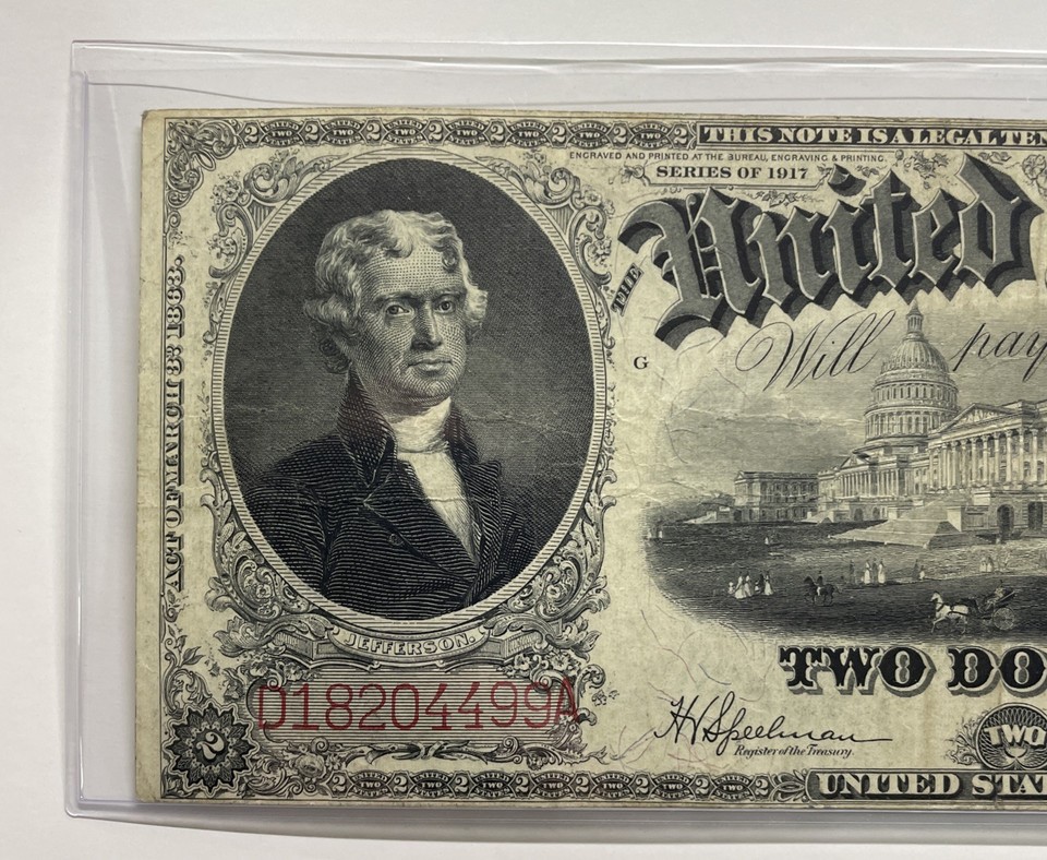 $2 1917 United States Large Size Two Dollar Note VF Very Fine | eBay