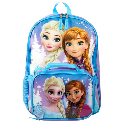 DISNEY FROZEN ANNA & ELSA 16" Backpack w/Detachable Insulated Lunch Box ...