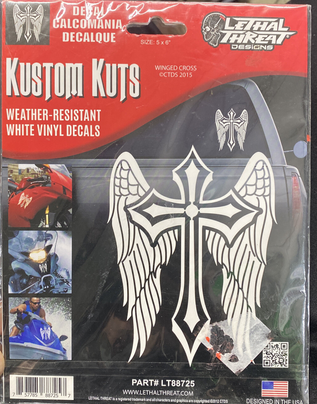 Lethal Threat - Kustom Kuts - Winged Cross - Stick-on Emblem- # LT88725 ...
