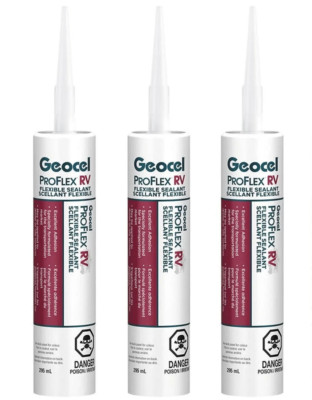 Set of 3 ~ Geocel ProFlex RV Flexible Sealant Caulk BLACK, 295 mL x 3 ...