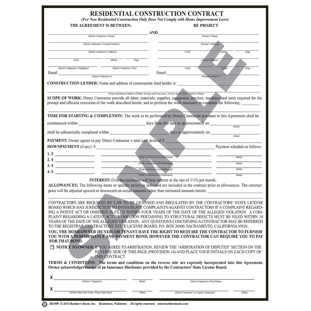 Residential Construction Contract Forms