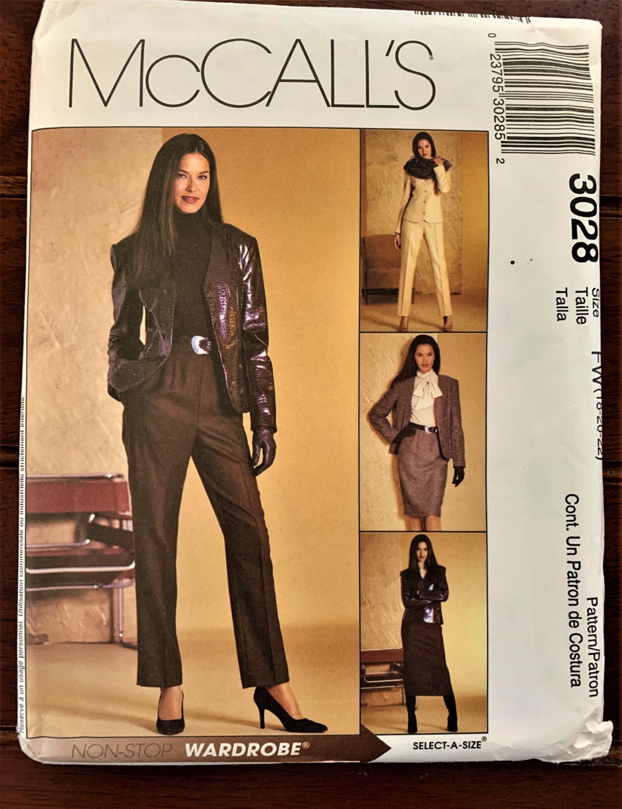 McCall's Pattern #3028 (18-20-22) Misses Lined Jacket, Blouse, Skirt ...