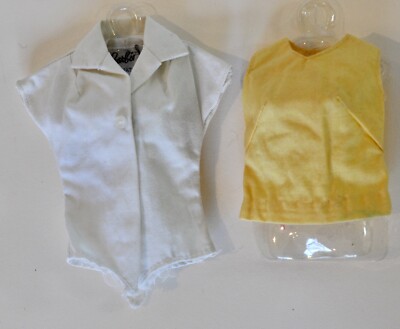 1967 Vintage Mattel BARBIE TOP TWOSOME PAK Yellow & White Cotton Tops ...