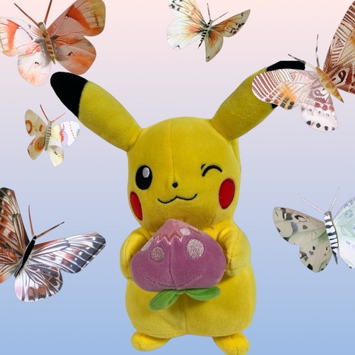 Pokemon Spring Pikachu Plush With Pecha Berry Stuffed Animal 8" Tall ...