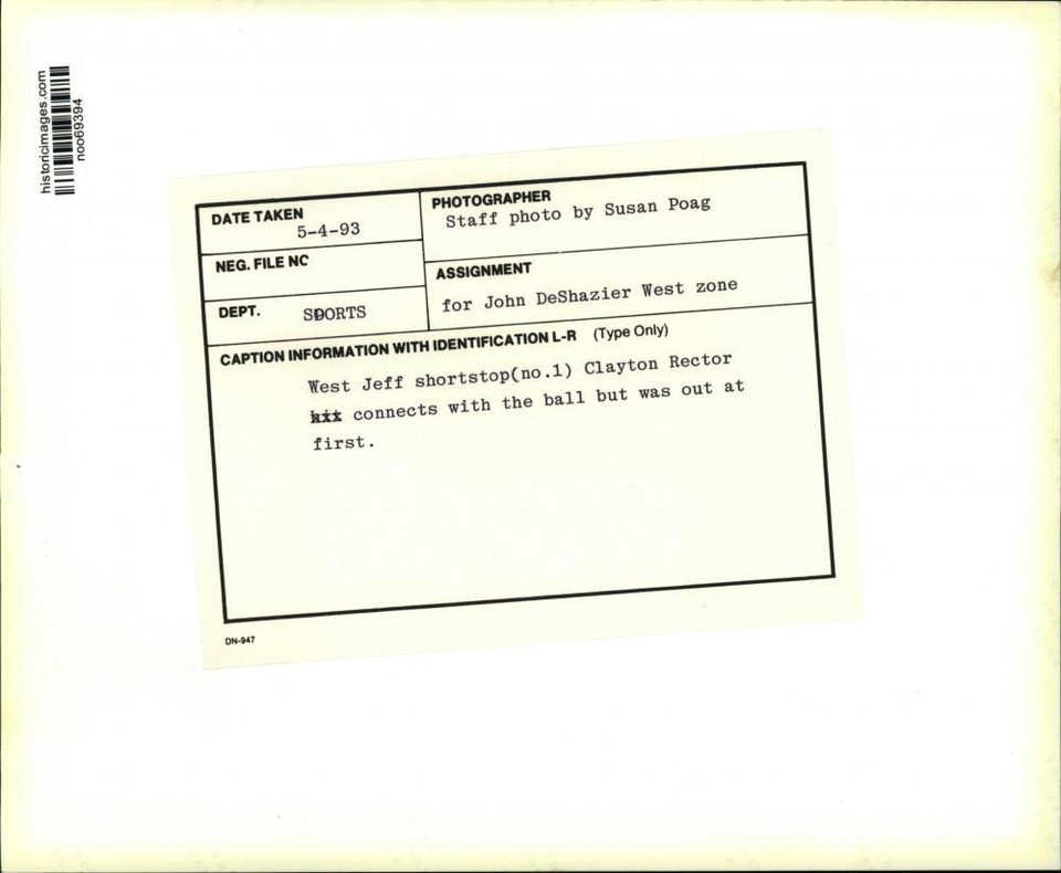 1993 Press Photo West Jefferson Shortstop Baseball Player Clayton ...