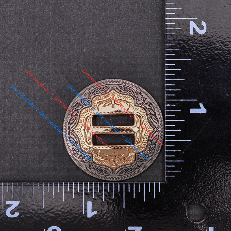 5X Western Gold Sliver Engraved Leathercraft Slotted Conchos For ...