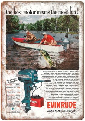 Evinrude Outboard Motor Boating Ad Reproduction Metal Sign L24 | eBay