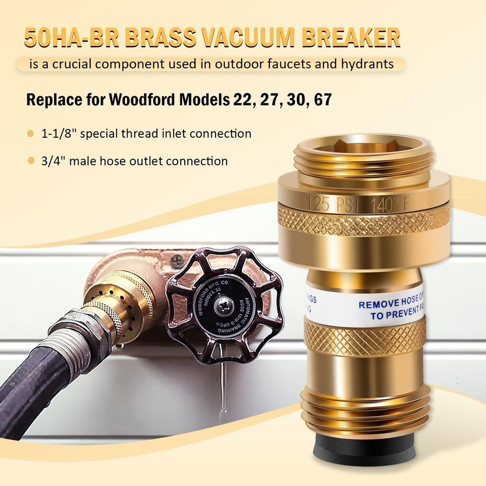 50HA-BR Backflow Preventer For Woodford 22, 27, 30, 67, Outdoor Faucet ...