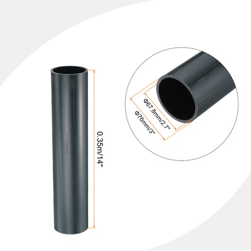 PVC Rigid Round Pipe 67.8mm ID 76mm OD 35cm/14" Length Dark Grey High ...