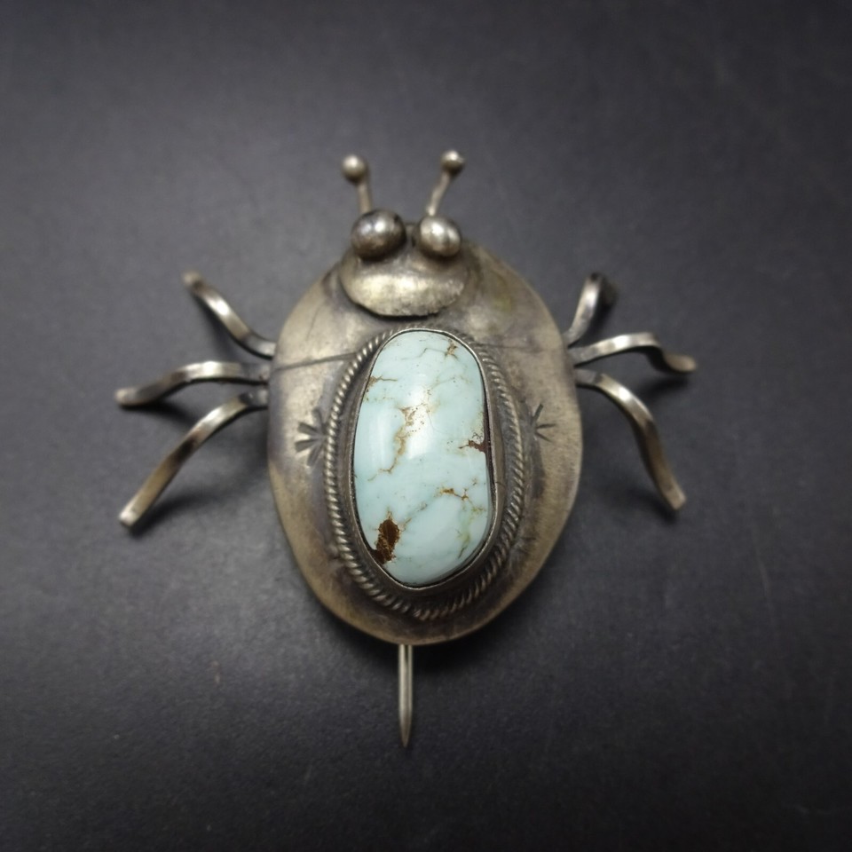 Amiable TURQUOISE and Sterling Silver BUG INSECT PIN/BROOCH by YAZZIE ...