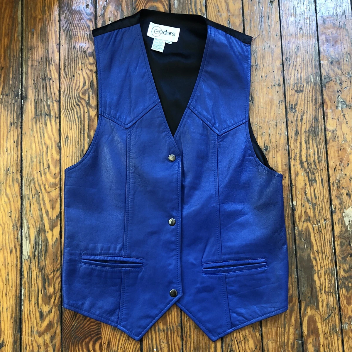 Blue Leather Motorcycle Vest