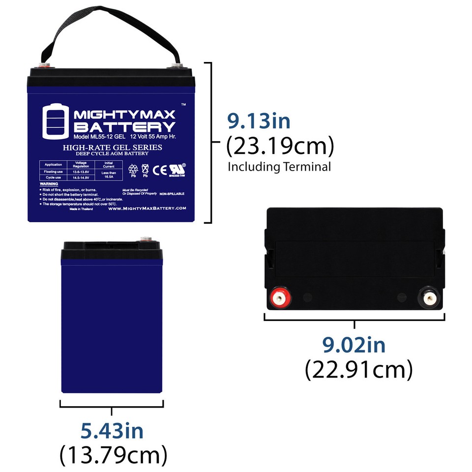 Mighty Max 2 Pack - 12V 55AH GEL Replacement Battery for 8A22NF | eBay