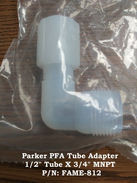 Parker PFA Tube Adaptor Elbow 1/2" Tube x 3/4" MNPT P/N FAME-812 for sale online | eBay