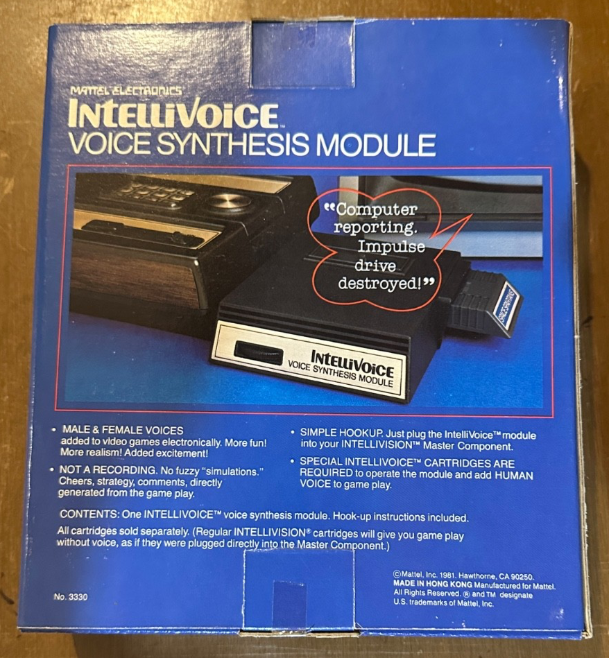 Mattel Intellivision Voice Synthesis Module Video Game Component NIB | eBay