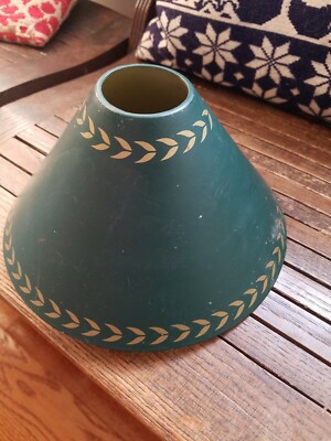 METAL LAMP SHADE HUNTER GREEN & GOLD ACCENT DESIGN METAL TOLE SHADE 8 ...