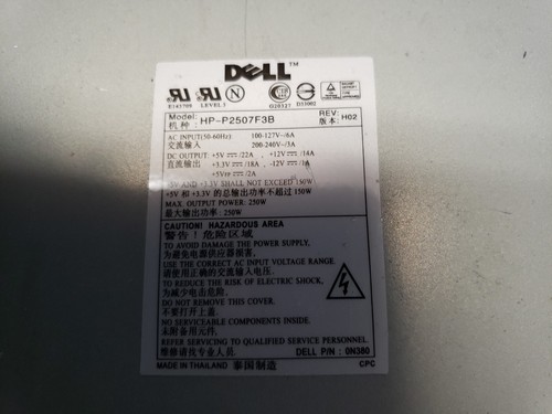 Dell Power Supply Unit HP-P2507F3B 250W free ship | eBay