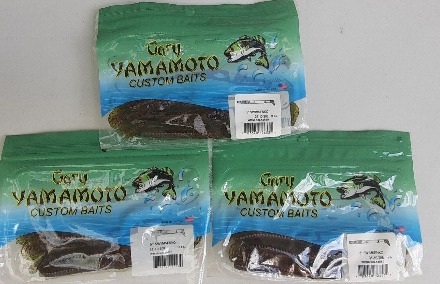 3-bag LOT Gary Yamamoto 5" INCH SENKO watermelon black red swimsenko | eBay