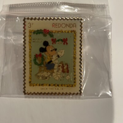 Disney Postage Stamp Redonda Christmas Mickey Mouse Pin | eBay