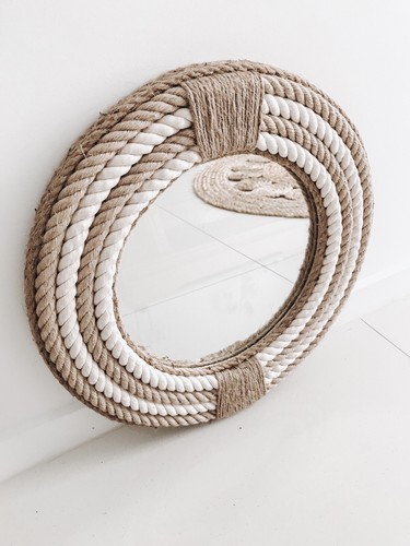 Coastal Round Rope Twisted Mirror Hampton Nautical Design Decor 60cm | eBay