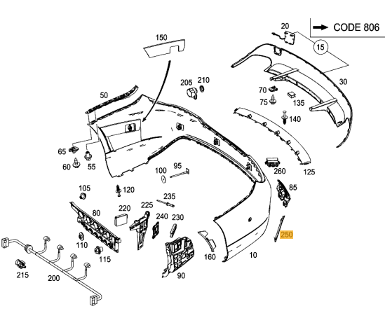 Genuine Mercedes-Benz CLA C117 Rear Bumper Left Grille Cover ...
