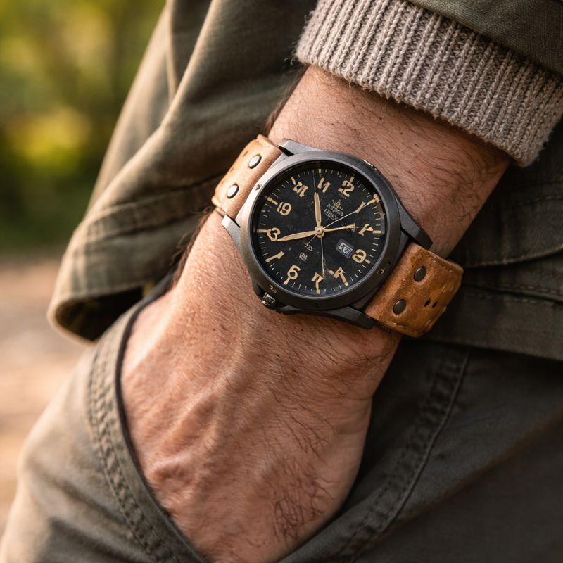 Men’s Military Quartz Watch Leather Strap Analogue Date Casual ...