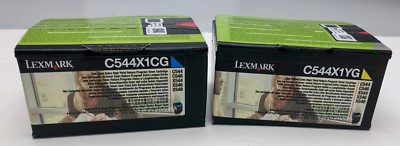 x2 Lexmark C544X1CG Cyan C544X1YG Yellow Extra High Yield Toner ...