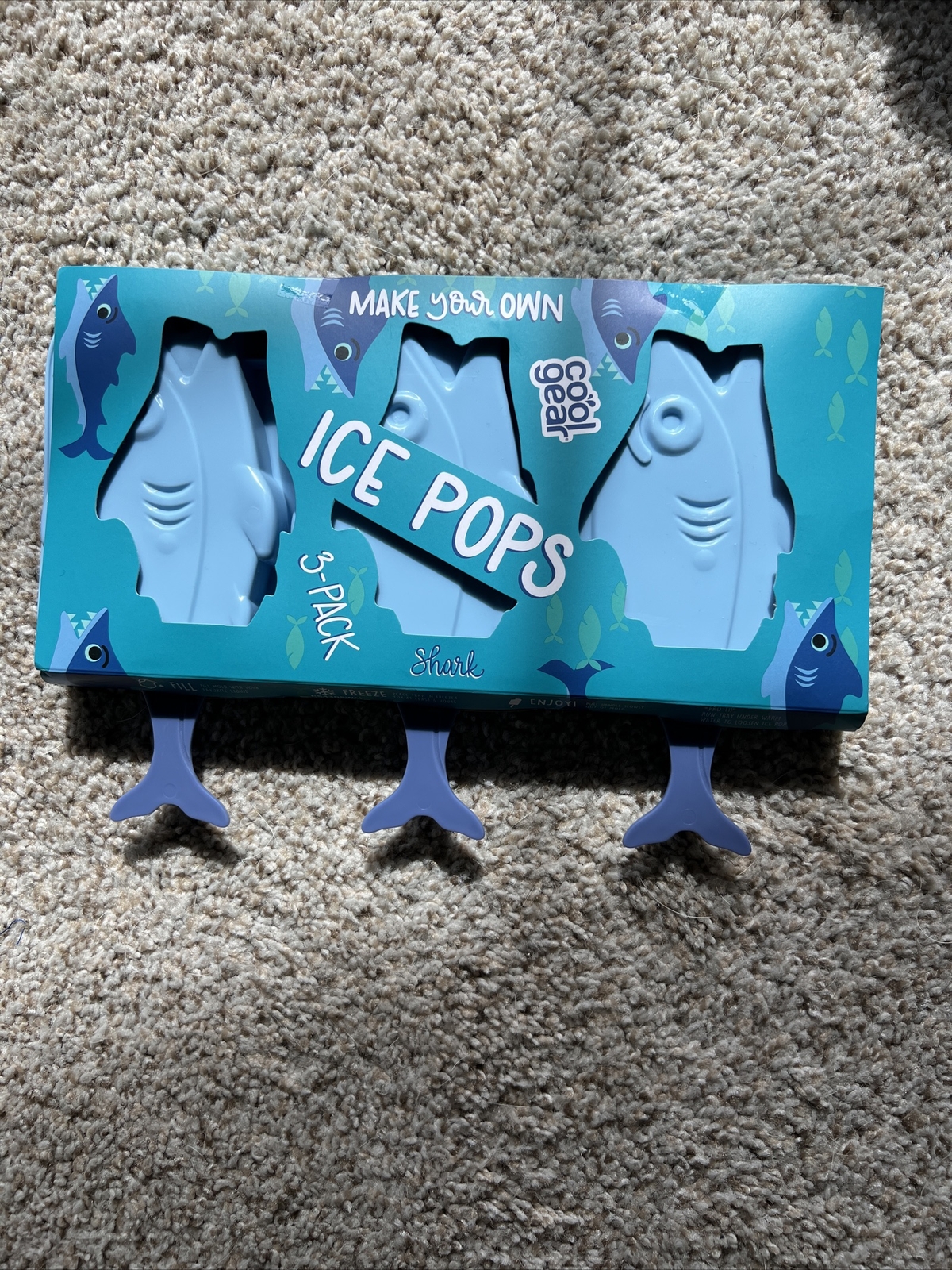 Cool Gear Shark Ice Pops Popsicle Mold 3 Pack Tray Purple Green | eBay