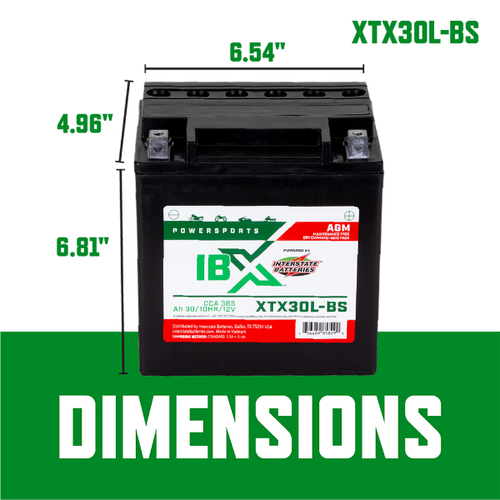 Interstate Batteries IBX YTX30L-BS 12V 30Ah Rechargeable AGM ...