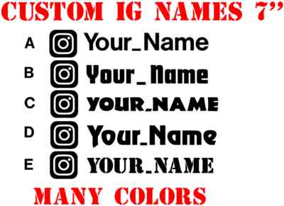 2x Instagram name decals 7" IG personalize custom car stickers/decals ...