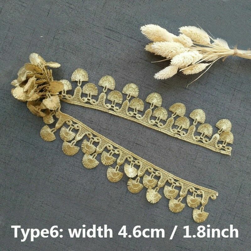 Retro Gold Embroidered Lace Edge Trim Ribbon Costume Fringe Adorn ...