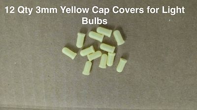 TWELVE 12 qty YELLOW 3mm light bulb Color Caps Covers, CLIMATE RADIO ...