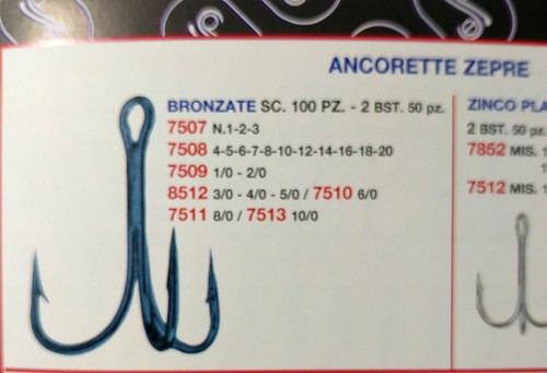 ZEPRE 7507 treble hook,ancoretta bronzata | eBay