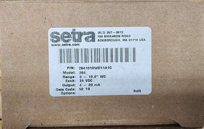 Setra 2641010WD11A1C Differential Pressure Transducer Model 264 0 To 10 ...