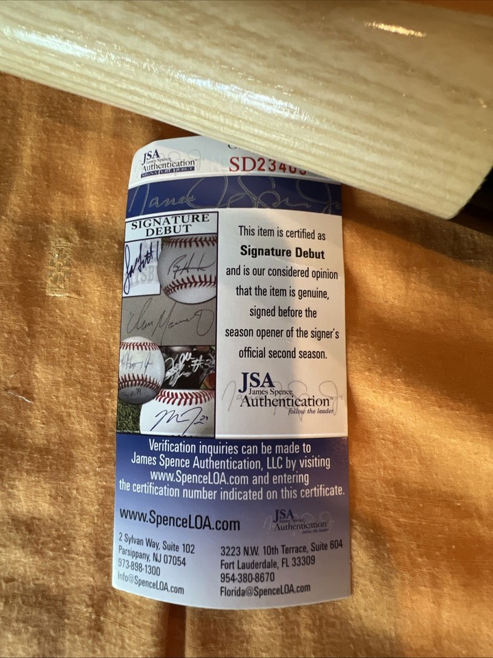 Rafael Devers Autographed Signed Baseball Bat JSA Signature Debut ...
