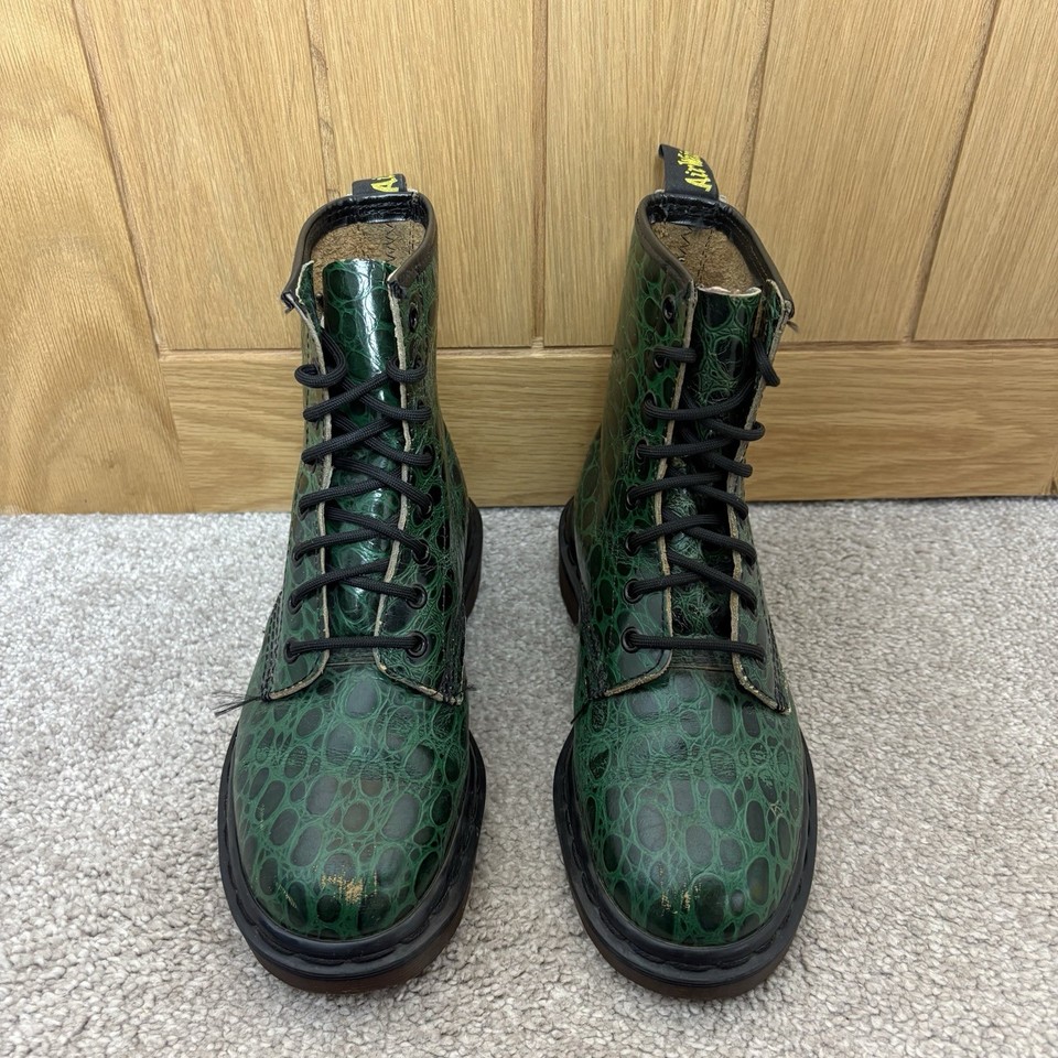 Dr Martens 1460 Green Crocodile Snake Print Vintage Made in England ...