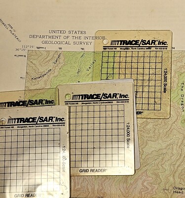 Trace SAR UTM Grid Reader for 1:24000 maps, Measures 100M Increments 1 ...