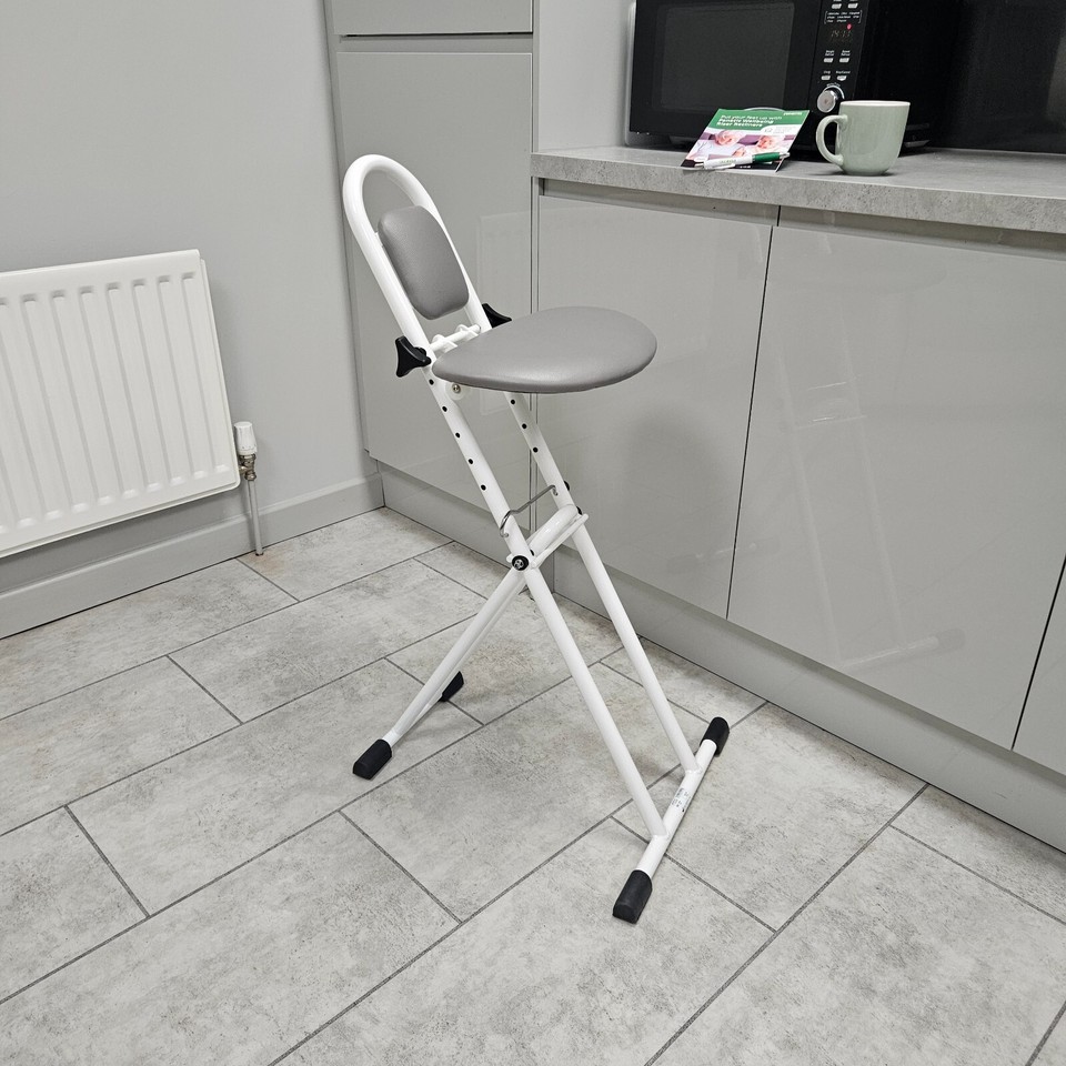 Folding Perching stool resting chair for kitchen ironing adjustable ...