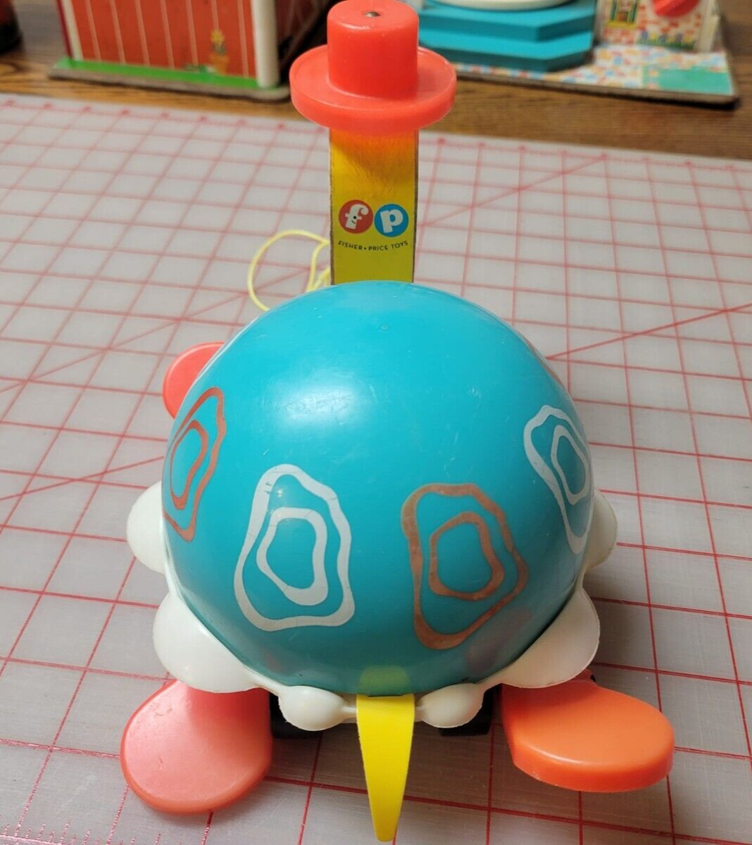 Vintage Fisher Price 1962 Tip Toe Turtle Pull Along Toy 773 Bell ...