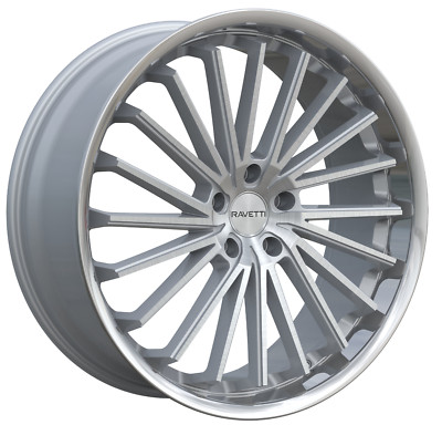 22" Inch Silver Brushed SS Lip Ravetti M14 5x120 +20 Rims Wheels 20 | eBay