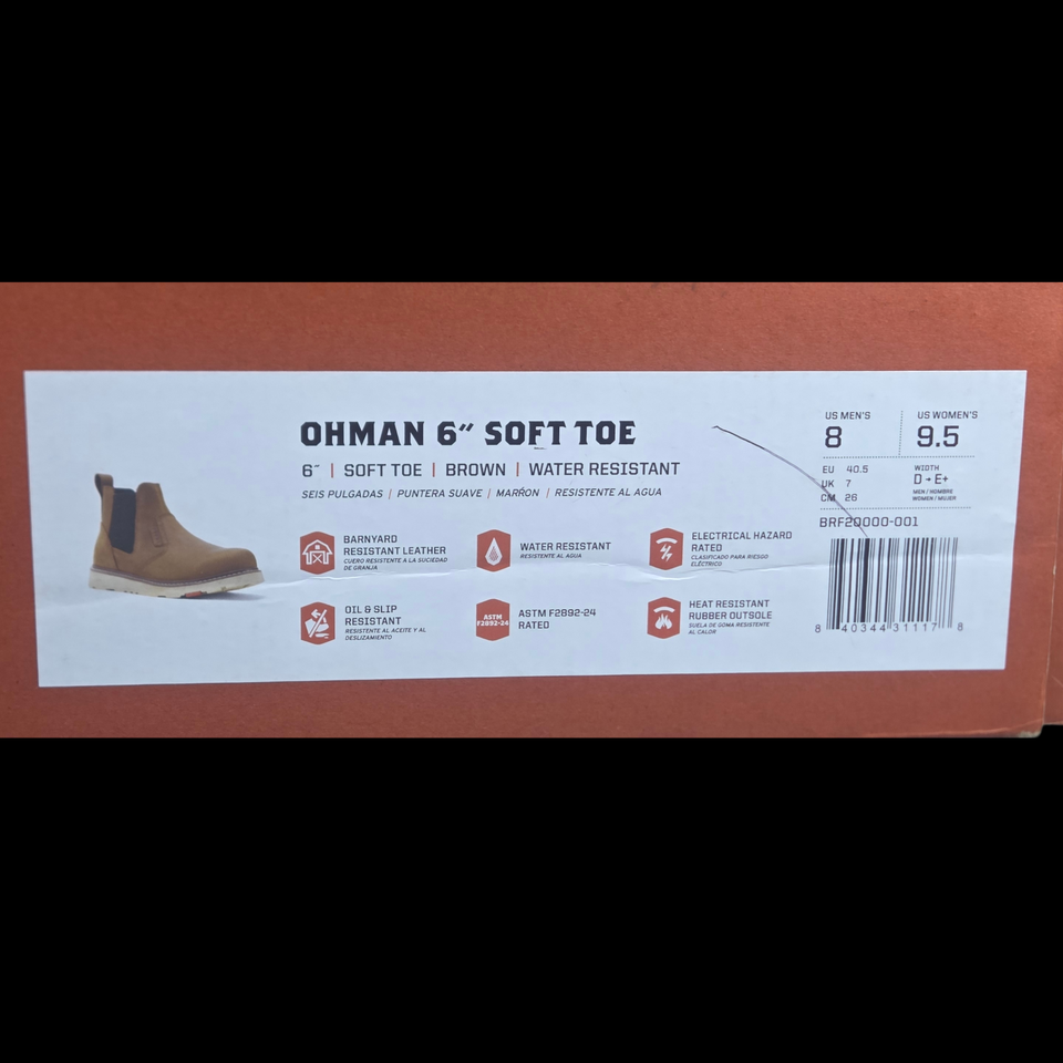 Brunt The Ohman 6" Soft Toe Chelsea Work Boots Brown Leather Men's Size ...