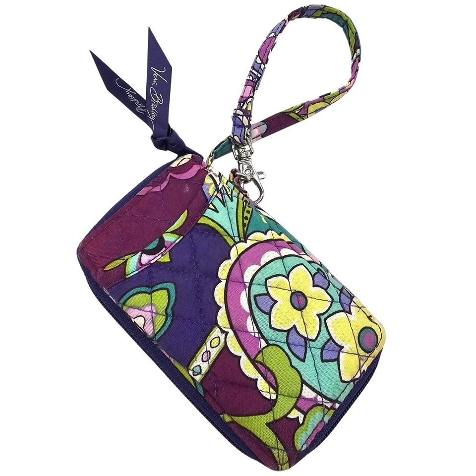 Vera Bradley Heather Wristlet Wallet Floral Paisley ID Holder Bag Zip ...